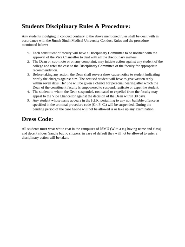 JSMU Student Disciplinary Guidelines | PDF
