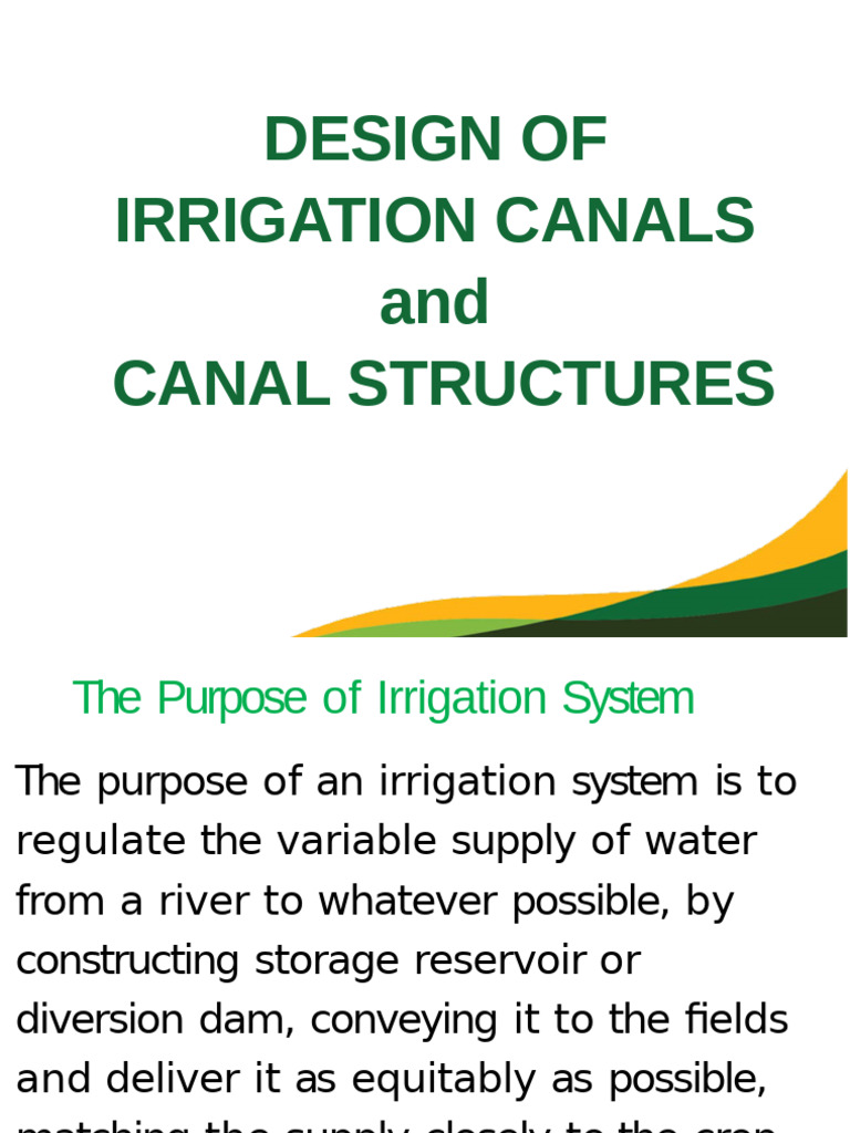 1 Design of Irrigation Canals | PDF | Irrigation | Canal