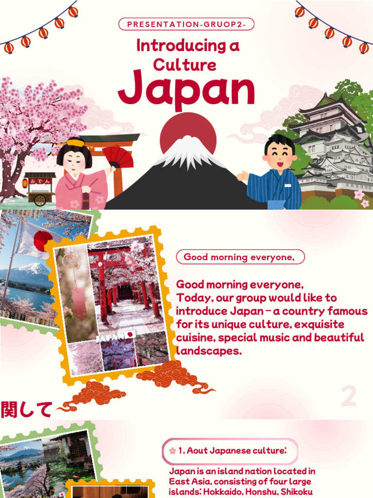 Red and White Illustrative Japan Country Introduction Education ...