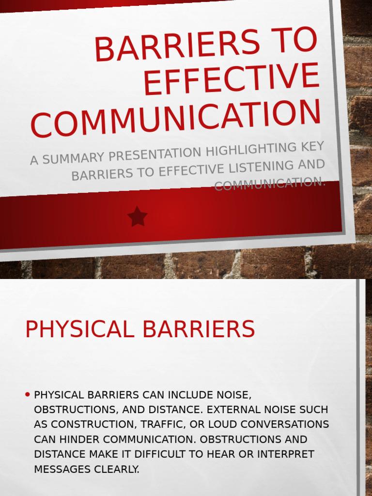 Key Barriers to Effective Communication | PDF