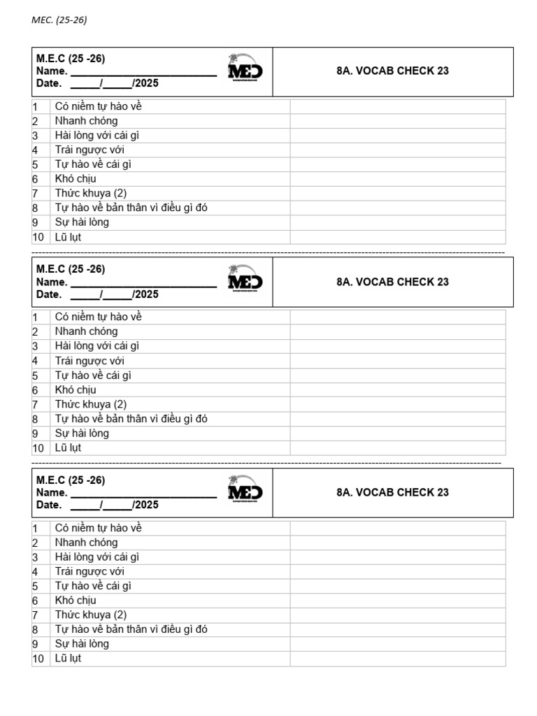 8cb.23.Vocab Check.docx - Google Tài Liệu | PDF