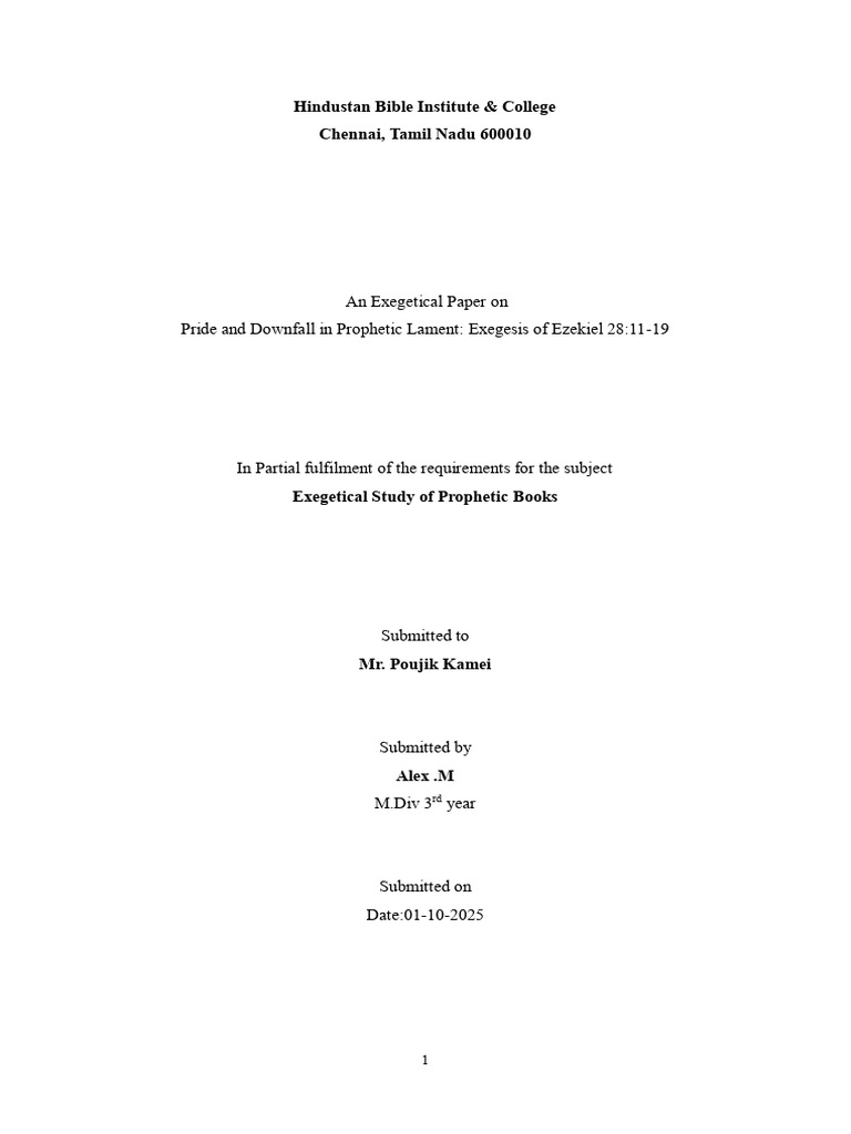 Exegetical Paper Prophetic Literature | PDF | Bible | Garden Of Eden