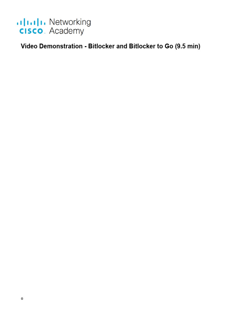 Video Demonstration - Bitlocker and Bitlocker To Go (9.5 Min) | PDF ...