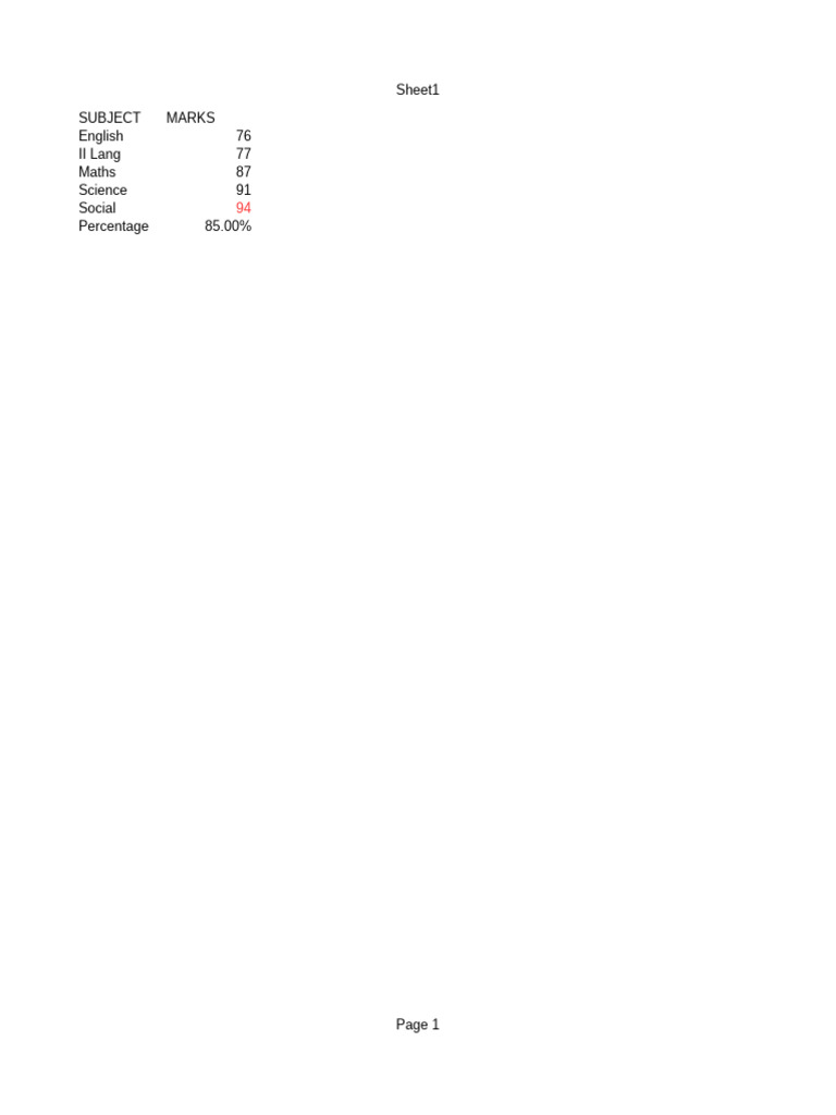 Student Marks and Percentage Report | PDF