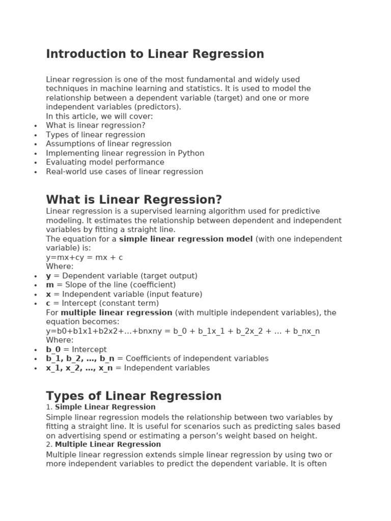 Understanding Linear Regression Basics | PDF | Linear Regression ...