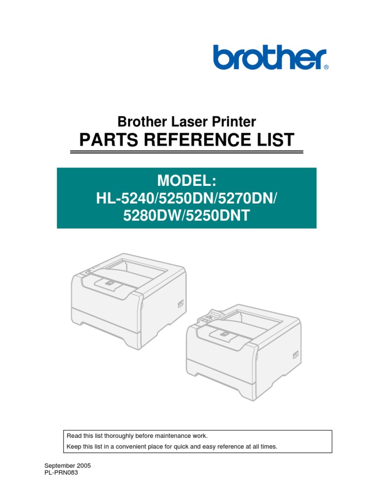 Brother HL-5250DN Parts Reference Guide | PDF | Office Work | Electronics