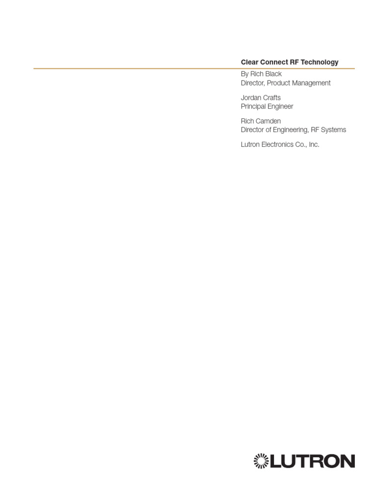 Lutron Clear Connect RF Technology Overview | PDF | Radio Spectrum ...