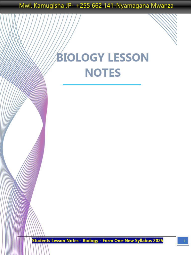 Biology Form One Notes-new Syllabus-2025 -Final (1) | PDF | Cell ...