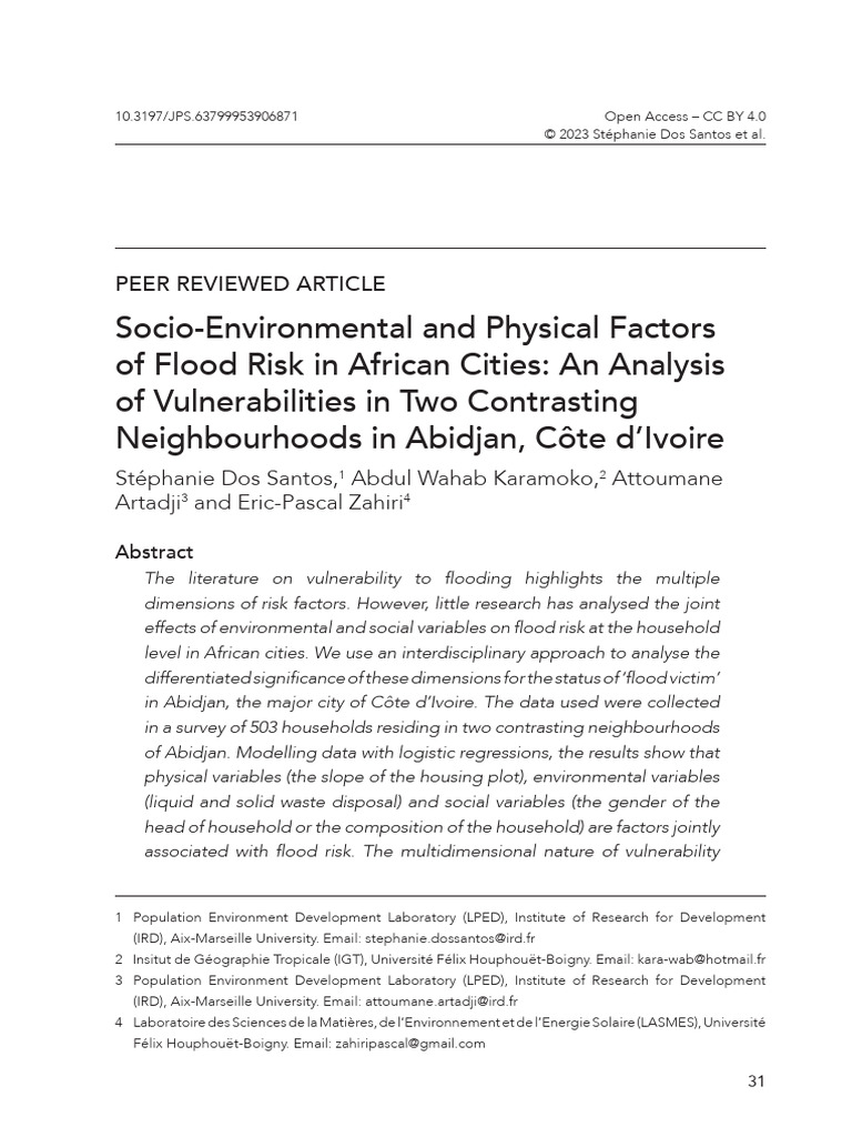 Flood Risk Factors in Abidjan, Côte d'Ivoire | PDF | Flood | Hazards