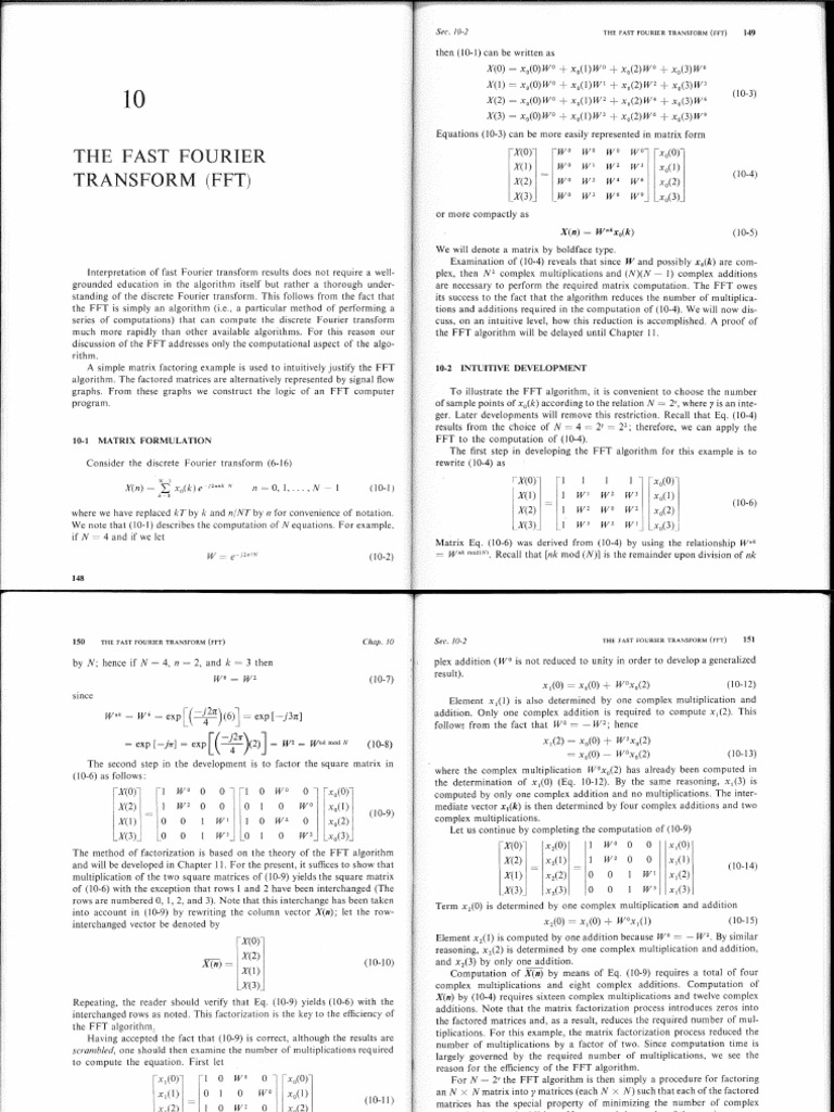 The Fast Fourier Transform E Oran Brigham (1974, Prentice Hall) Chapter 10 | PDF