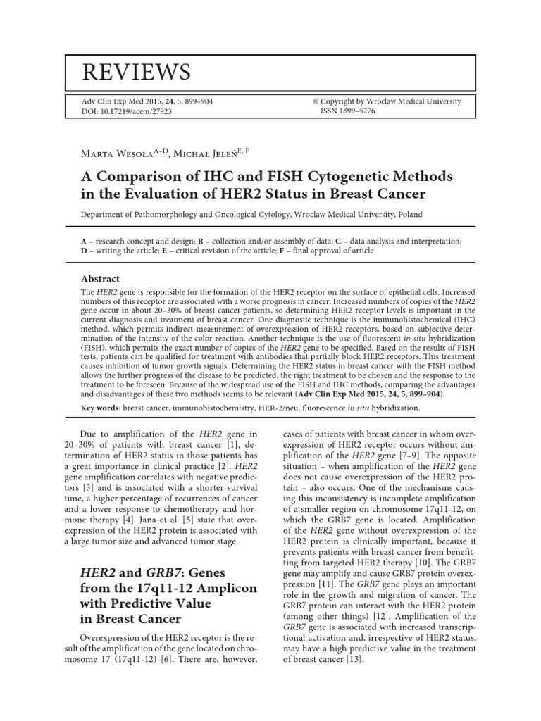 A Comparison of IHC and FISH Cytogenetic Methods | PDF ...