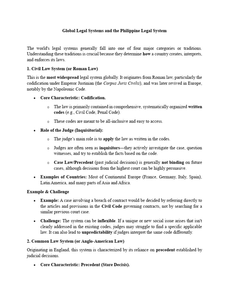 Philippine Legal System Overview | PDF | Precedent | Case Law