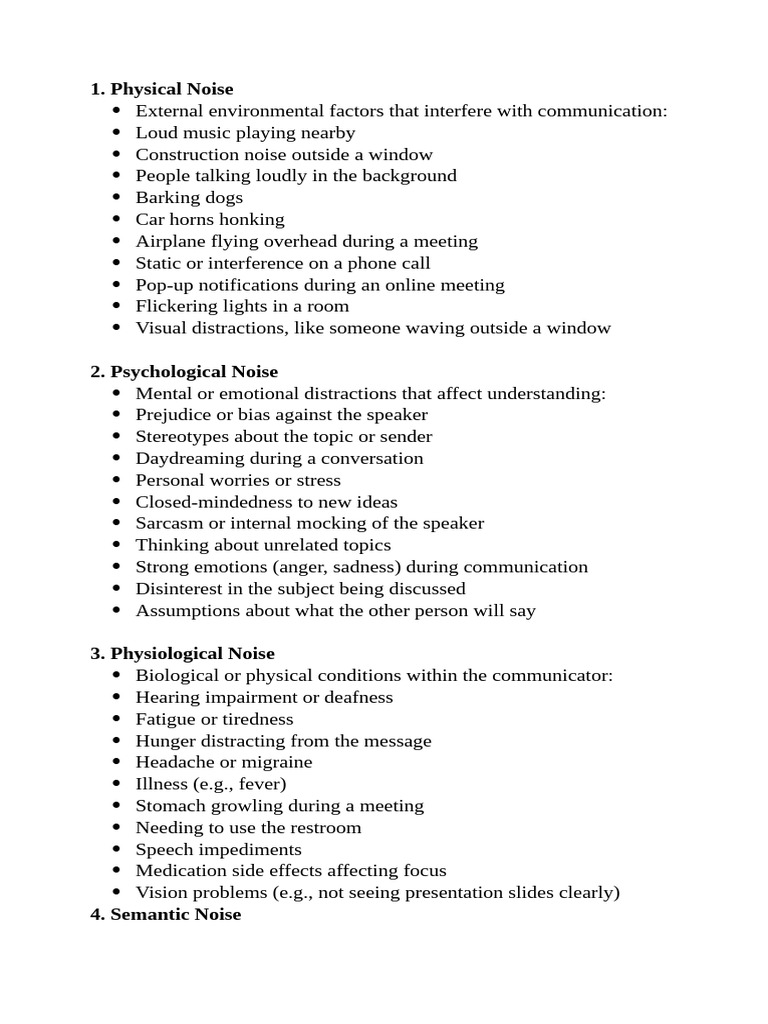 Types of Noise in Communication | PDF | Communication | Jargon
