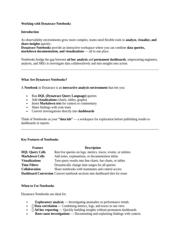 Using Dynatrace Notebooks for DQL Analysis | PDF | Information Science ...