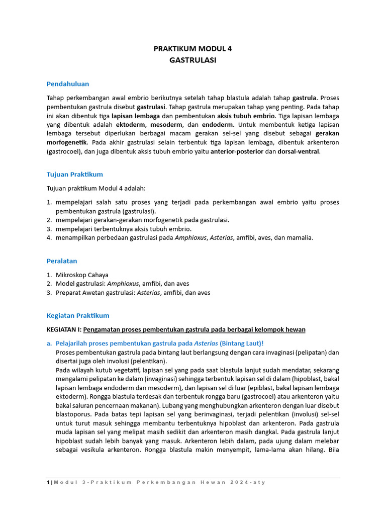 Gastrulation: A Practicum Module | PDF