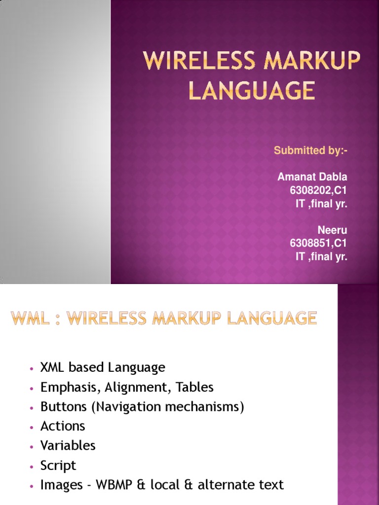 Wireless Markup Language | PDF | Communications Protocols | Networking Standards
