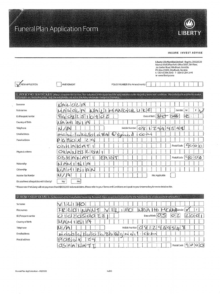 Funeral Form 1 | PDF