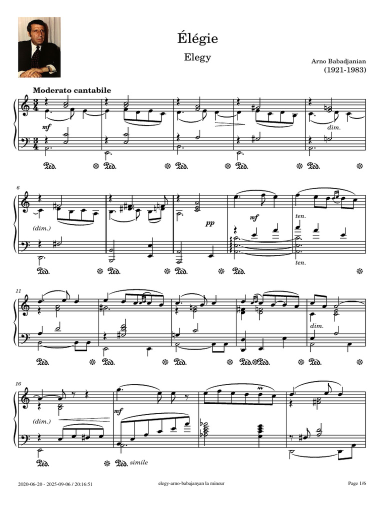 Elegy Arno Babajanyan La Mineur | PDF | Musical Compositions | Musicology