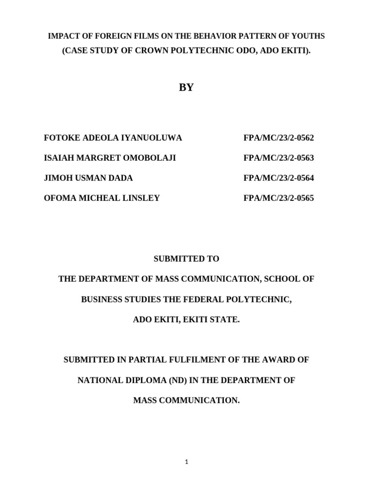 Foreign Films' Impact on Youth Behavior | PDF | Statistics | Value (Ethics)