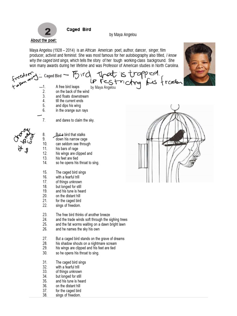 Maya Angelou's Caged Bird Poem Analysis | PDF