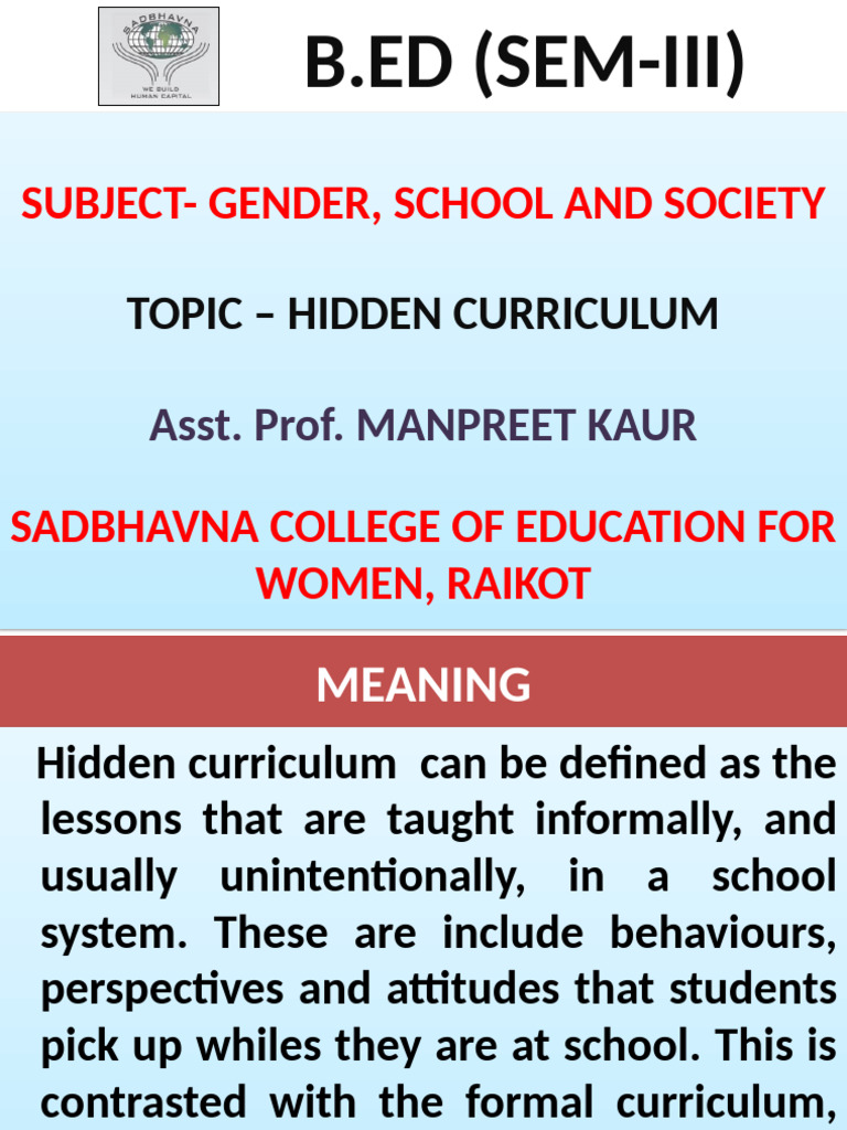 Understanding Hidden Curriculum in Education | PDF