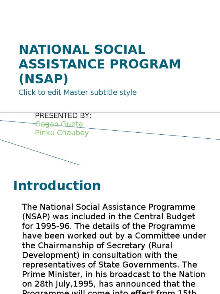 National Social Assistance Program (Nsap) | PDF | Welfare | Poverty