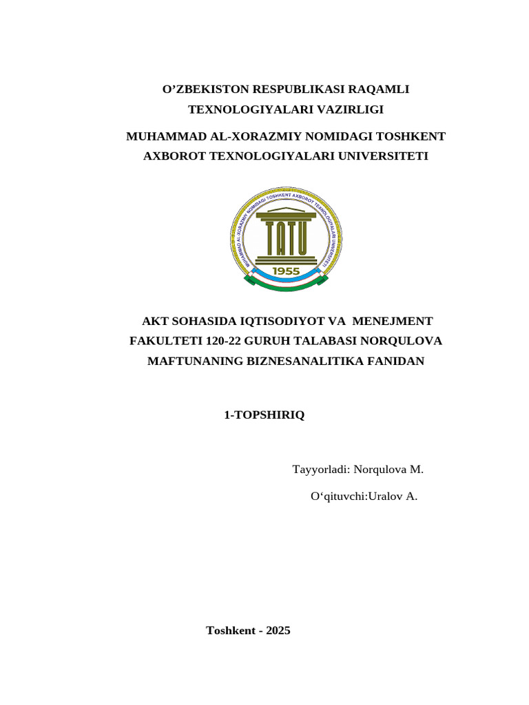 Biznes Analitika - Maruzan1 | PDF