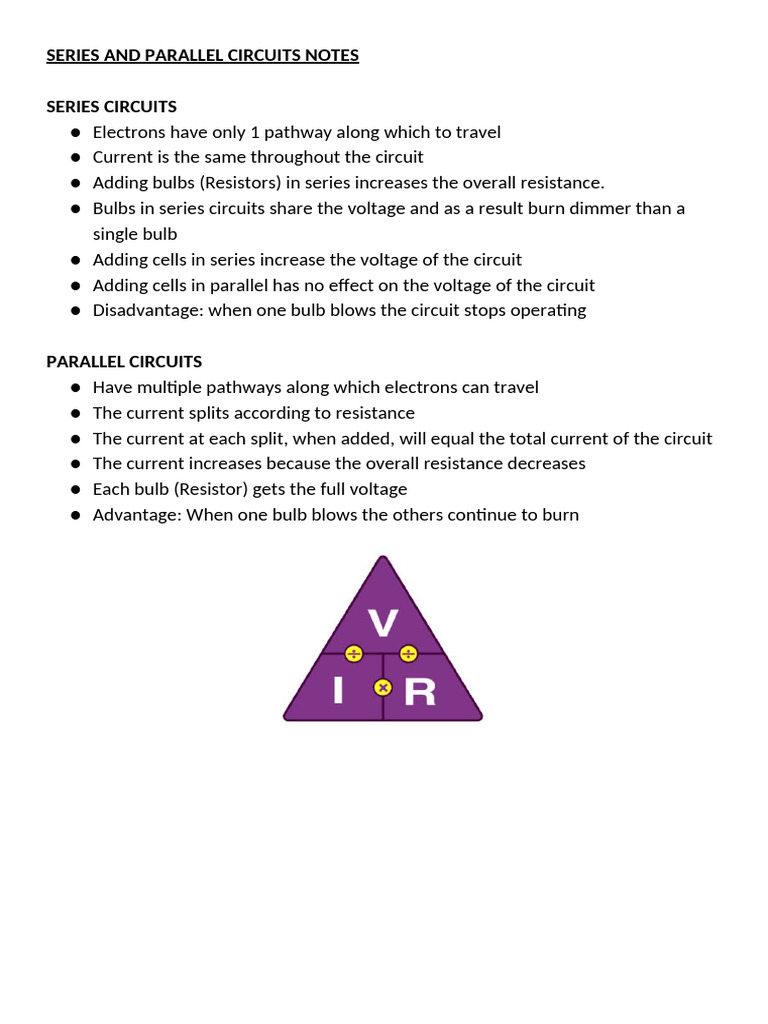 Series and Parallel Circuits Notes | PDF