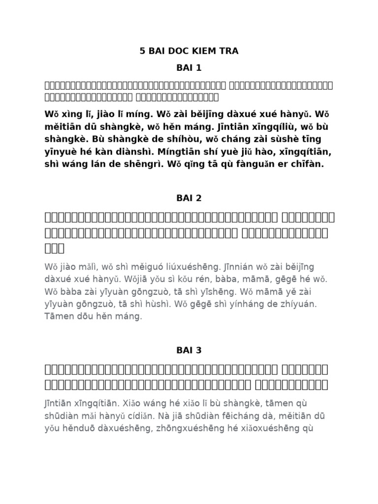 5 Bai Doc Kiem Tra Noi 1 | PDF