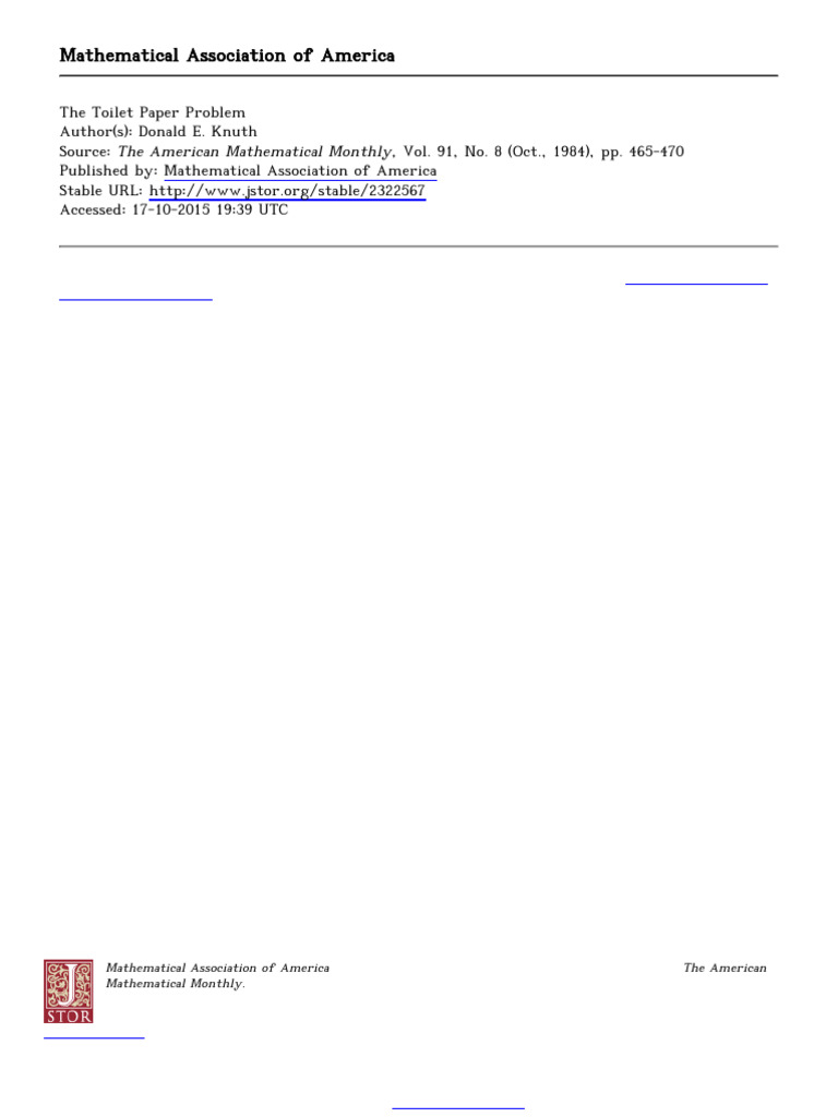 The Toilet Paper Problem | PDF | Mathematics