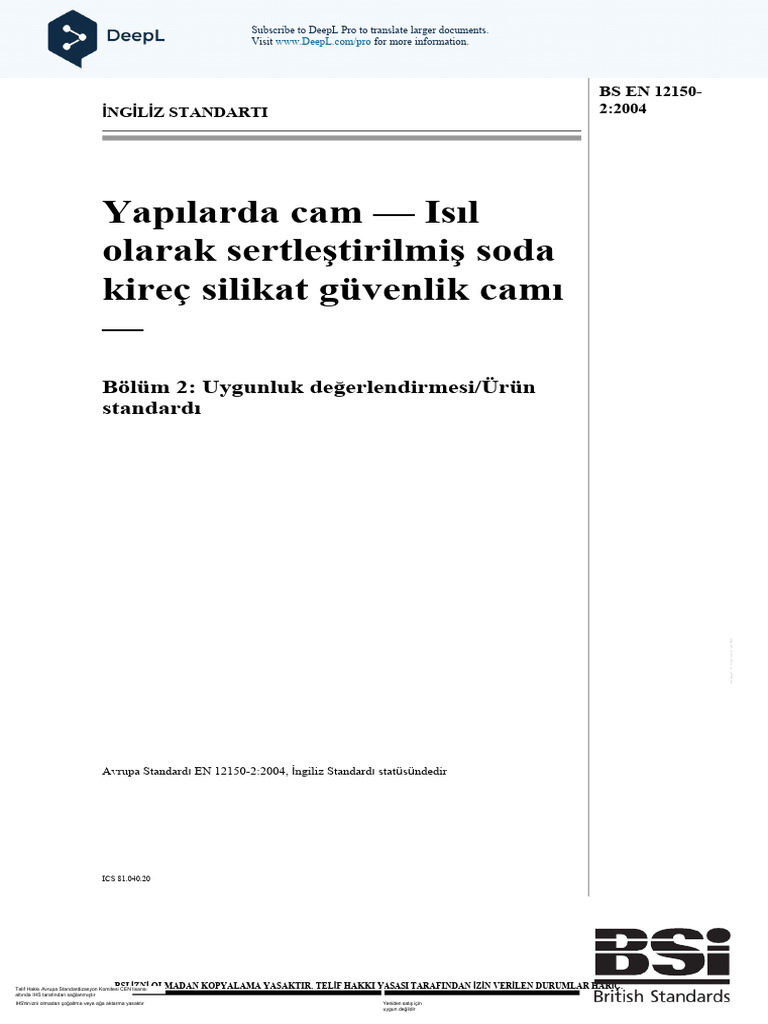 BS EN12150 Thermally Toughened Glass Standard Part 2 TR | PDF