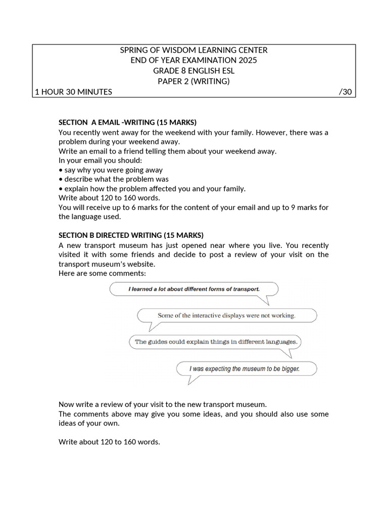 Grade 8 Writing | PDF