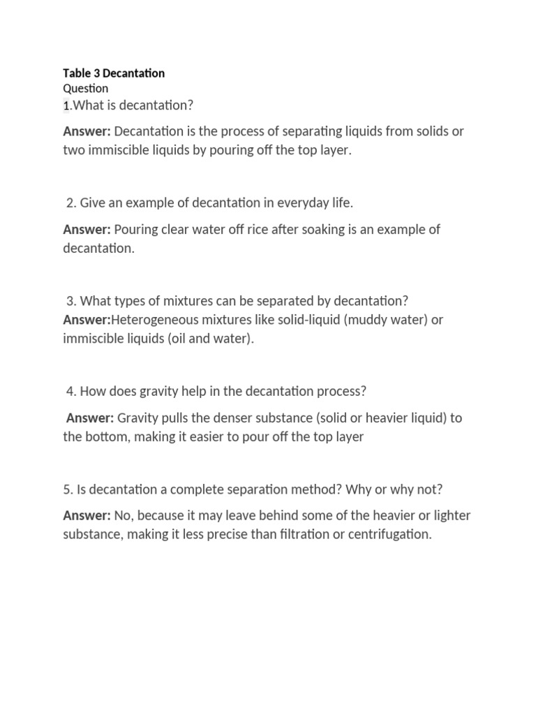 Understanding Decantation Process | PDF | Mixture | Precipitation ...