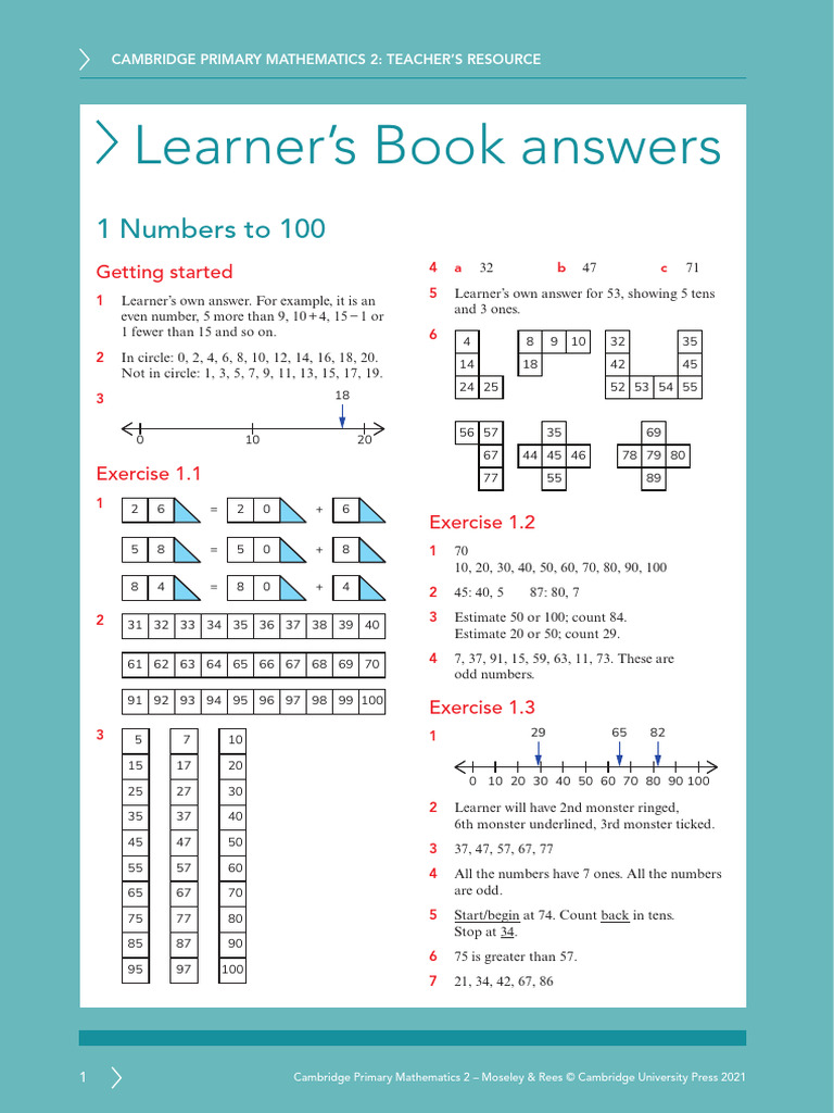 Cambridge Mathematics All Answers 2 - Both learners and workbook | PDF ...