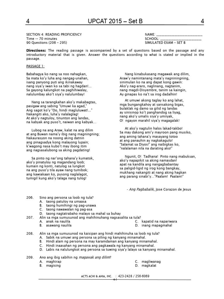 04 Reading Proficiency Answer Key | PDF