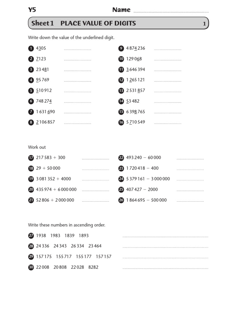 Year 5 Maths Homework Sheets | PDF | Arithmetic | Number Theory