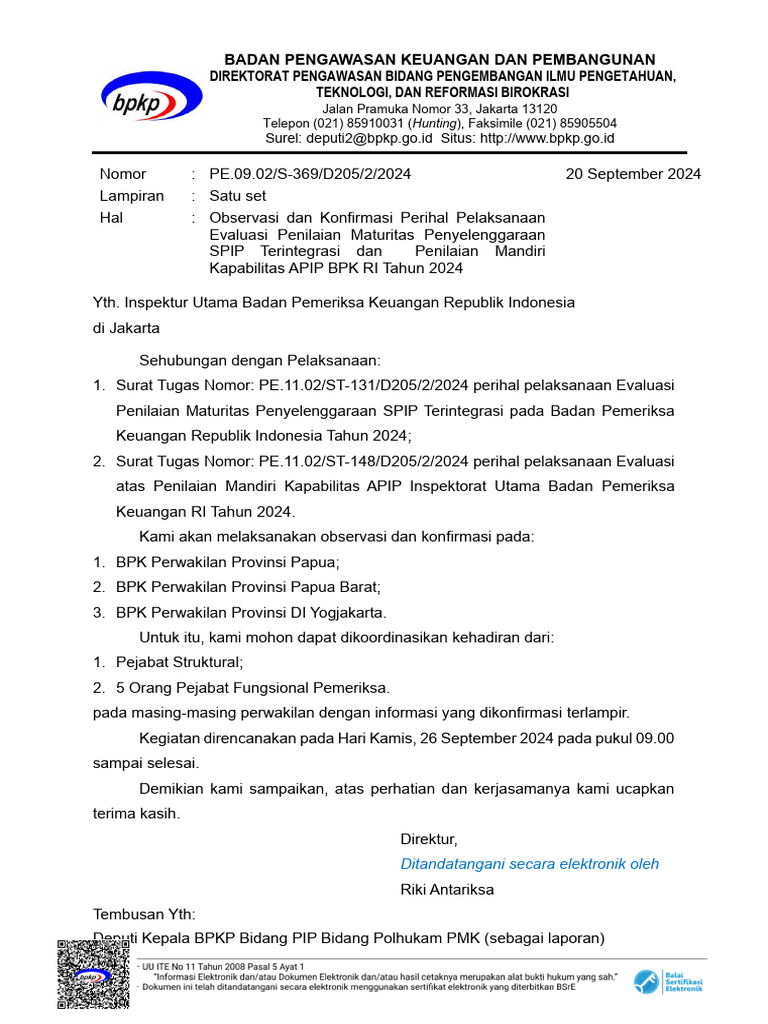 Evaluasi Maturitas SPIP dan APIP 2024 | PDF