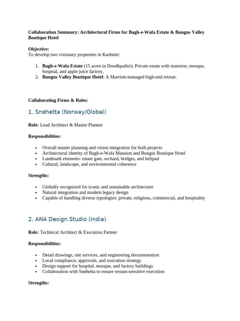 Architectural Collaboration Brief Bagh e Wafa Bungus MR | PDF