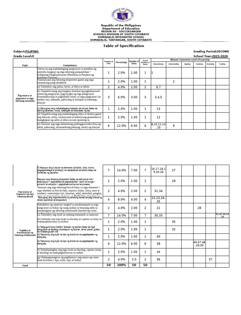 Filipino 7 Tos | PDF