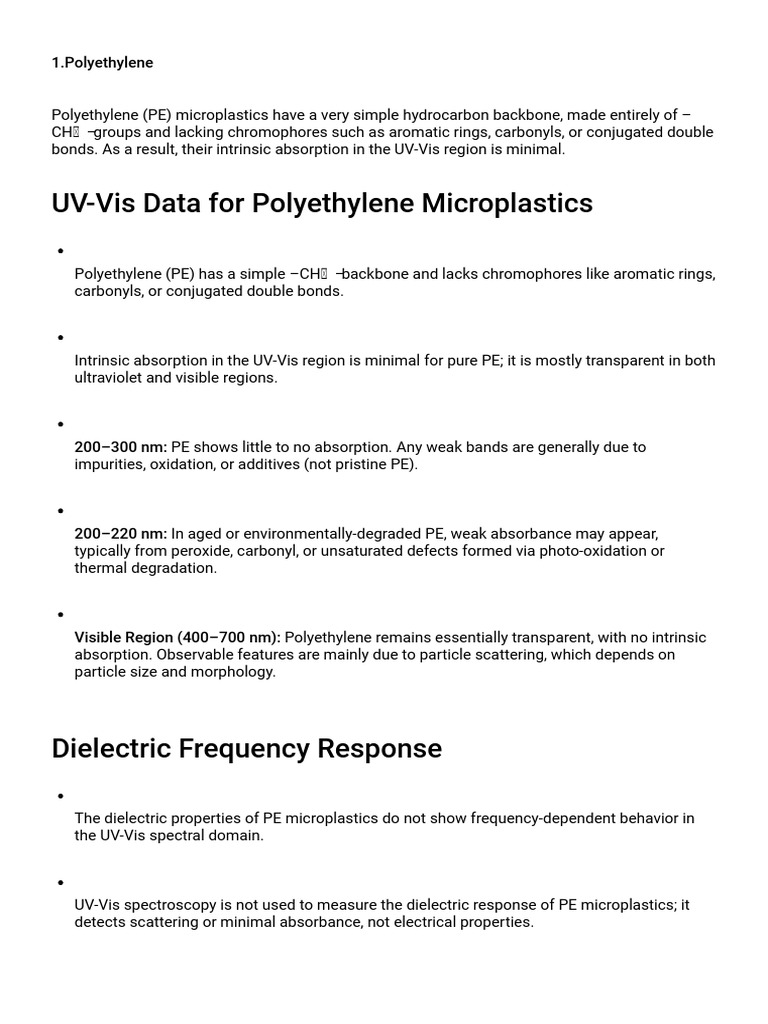 UV-VIS Data For Microplastics | PDF | Ultraviolet–Visible Spectroscopy | Polyethylene