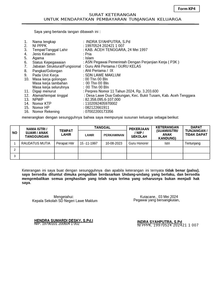 Formulir Kp4 Terbaru 2024 | PDF