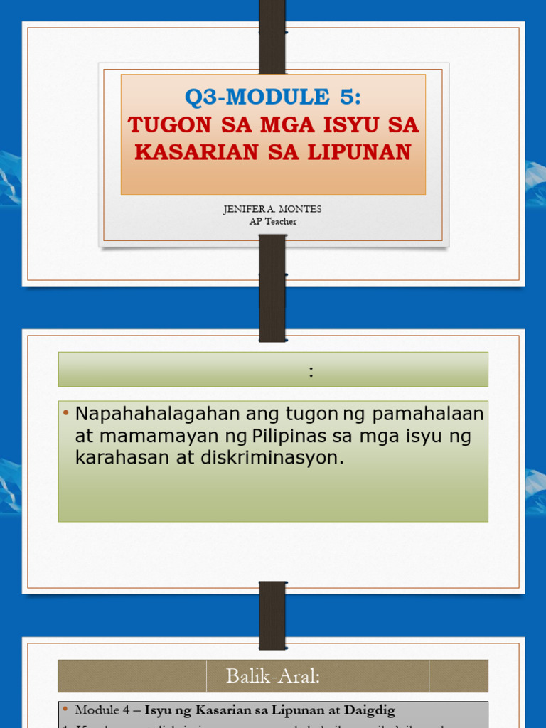 Modyul 5 Isyu Sa Kasarian Sa Lipunan | PDF