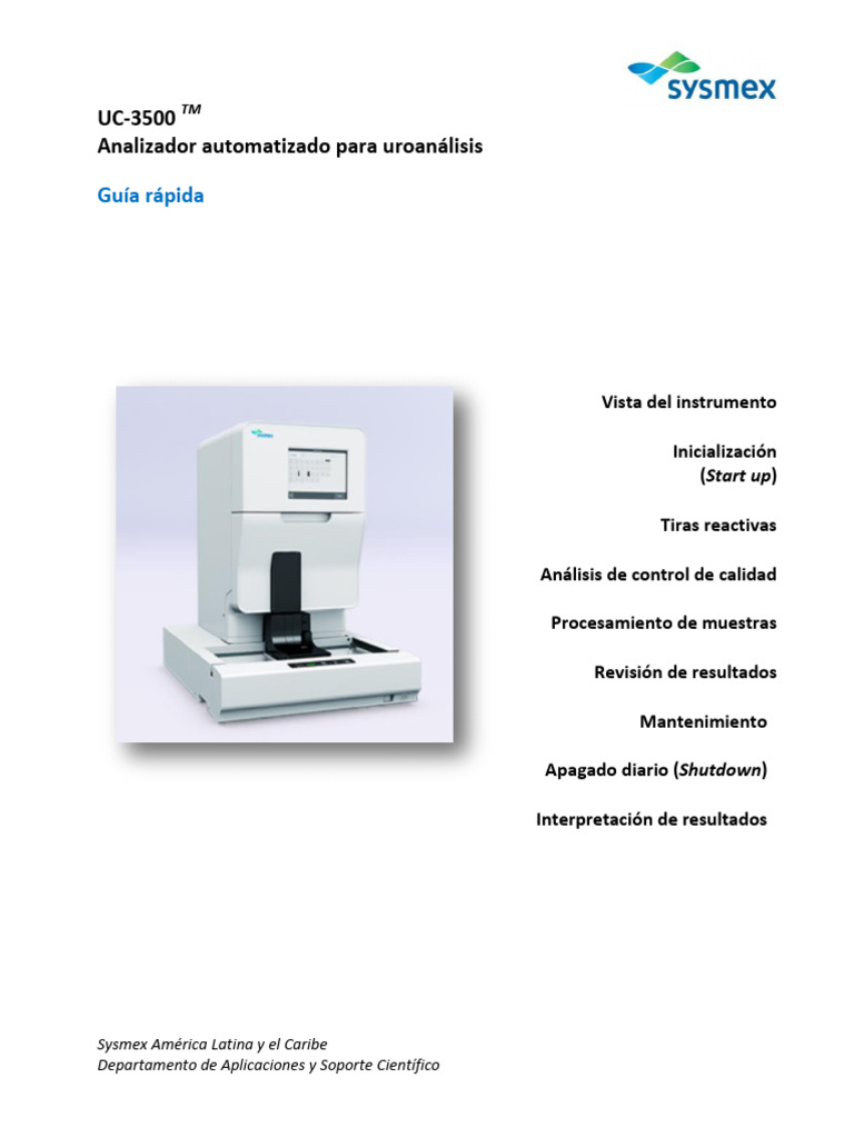 Guía rápida del UC-3500 Sysmex | PDF | Fusible (Eléctrico) | Diodo ...