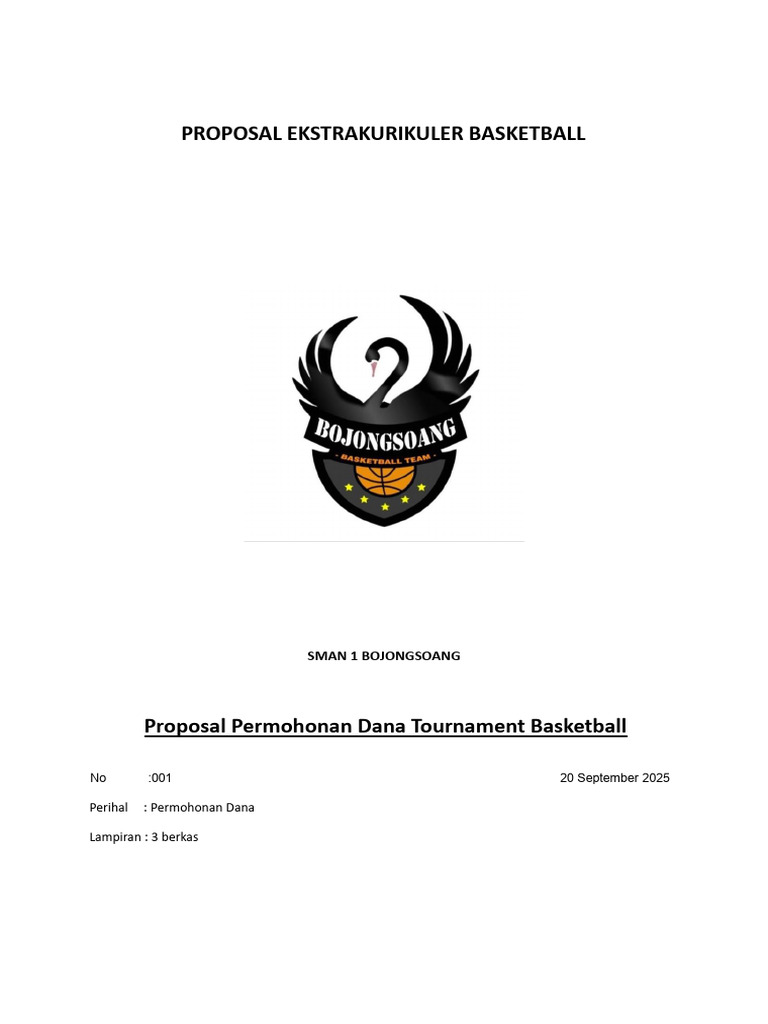 Proposal Dana Tournament Basket 2025 | PDF