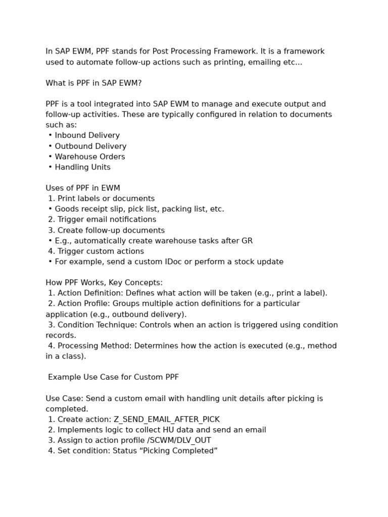 Understanding PPF in SAP EWM | PDF