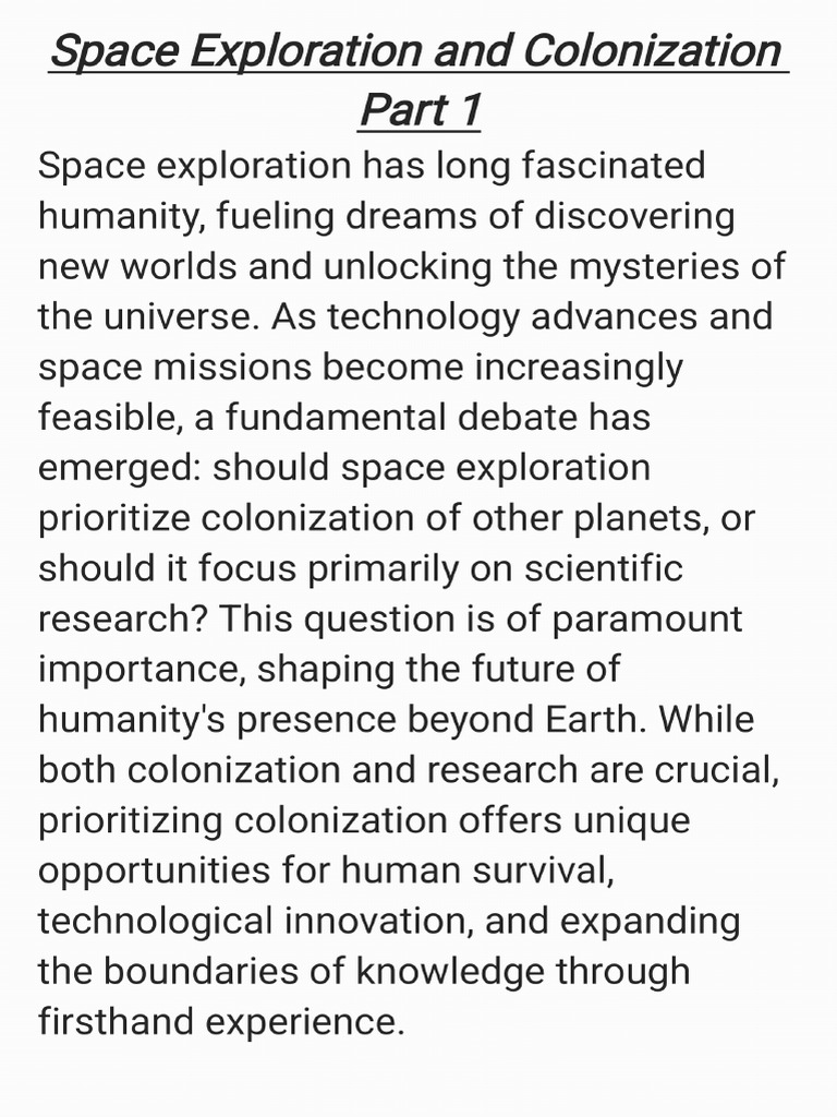 Space Exploration and Colonization Part 1 | PDF