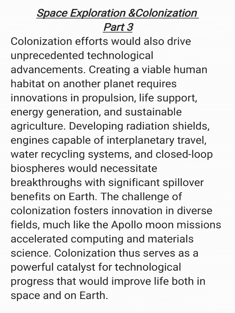 Space Exploration and Colonization Part 3 | PDF