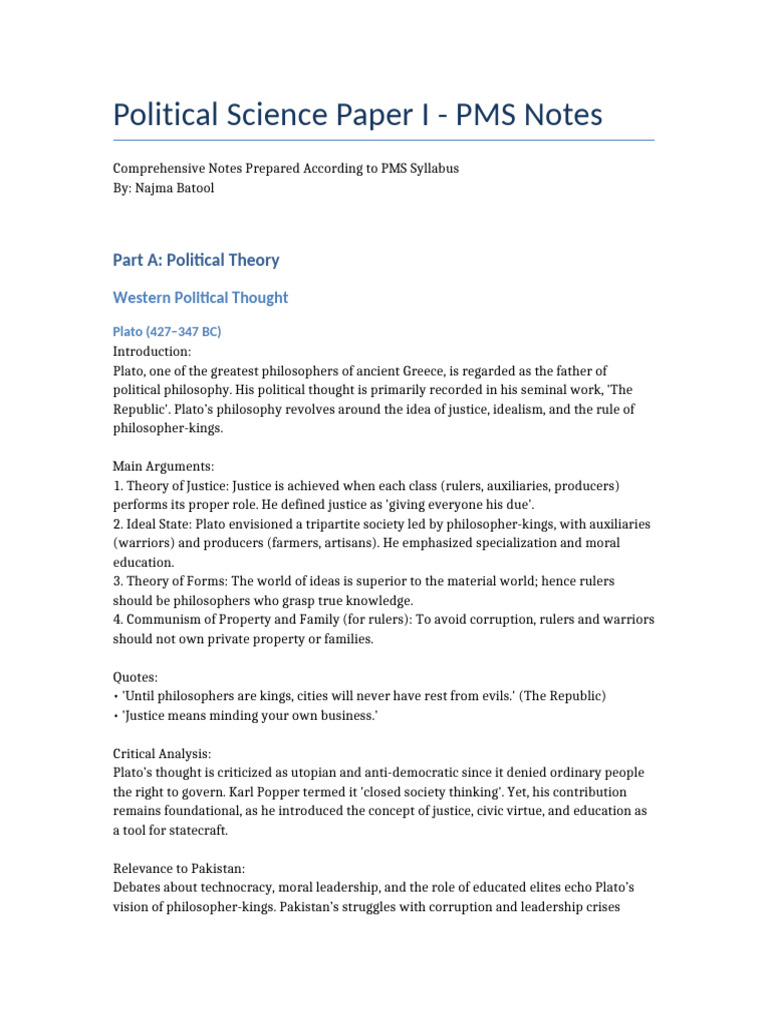 Plato's Political Philosophy Explained | PDF | Plato | Socrates