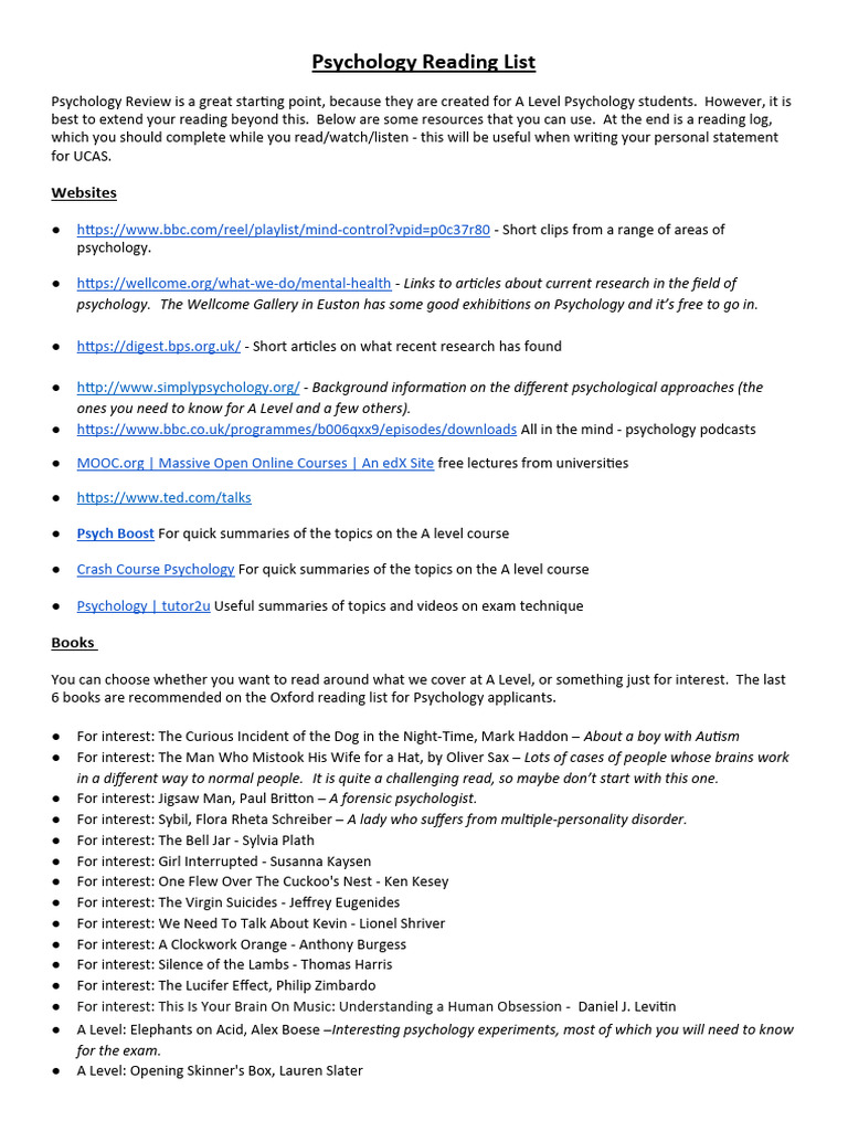 Essential Psychology Reading Resources | PDF | Psychology