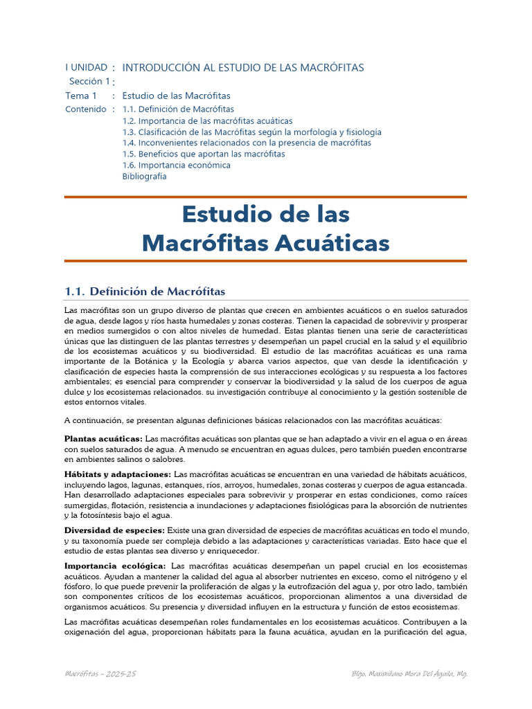 Importancia y Estudio de Macrófitas Acuáticas | PDF | Eutrofización | Agua